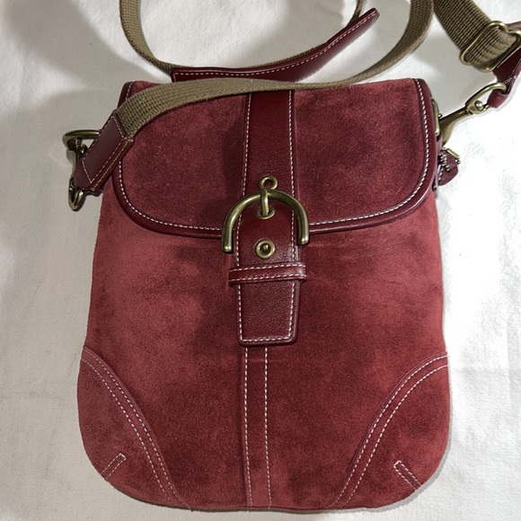 Coach | Bags | Authentic Coach Rustyred Suede Crossbody Purse | Poshmark
